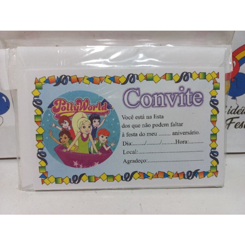 10 Convites temáticos + 10 envelopes para festa aniversario infantil ...