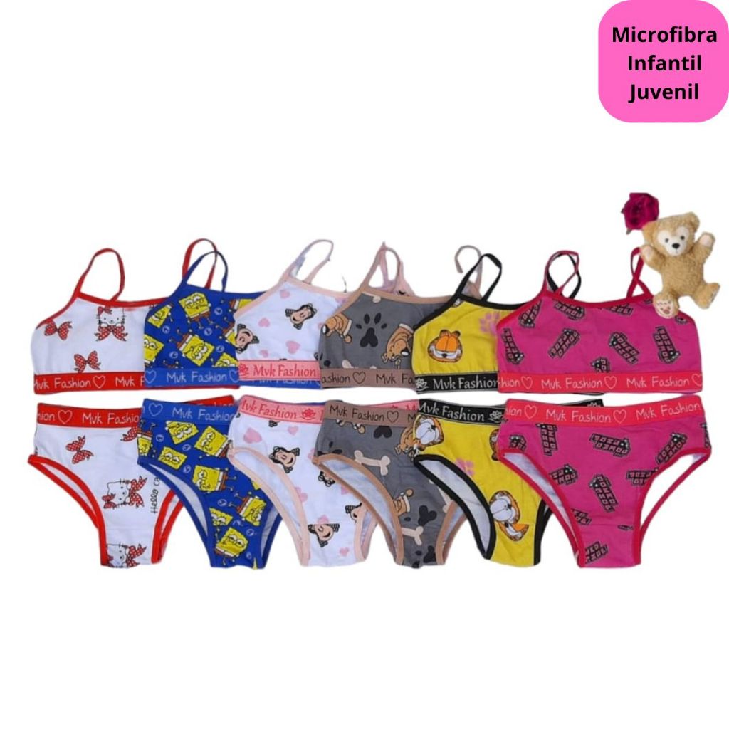 Kit 5 Conjuntos Infantil Lingerie | Shopee Brasil
