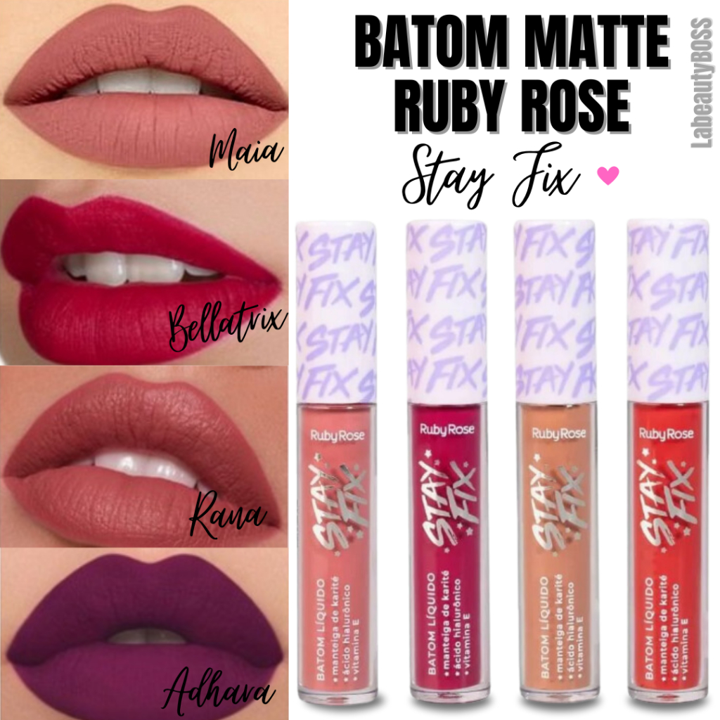 Batom Líquido Matte Stay Fix Ruby Rose | Shopee Brasil