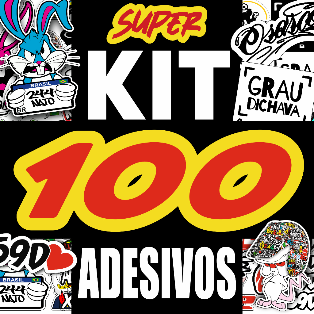 Cartela de Adesivos Com 100 Unidades Pernalonga Grau Osascorte 59D Para Bike Moto - Escorrega o ...