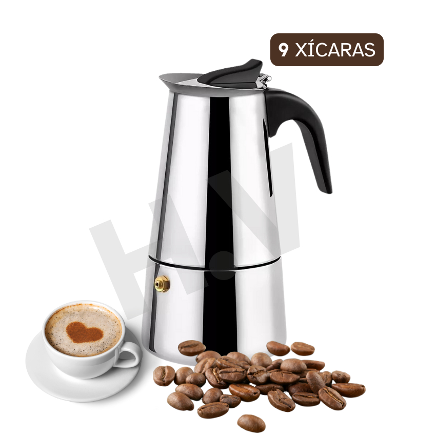 Cafeteira Italiana Inox 9 Xícaras Luxo Premium Máquina Café Chaleira ...