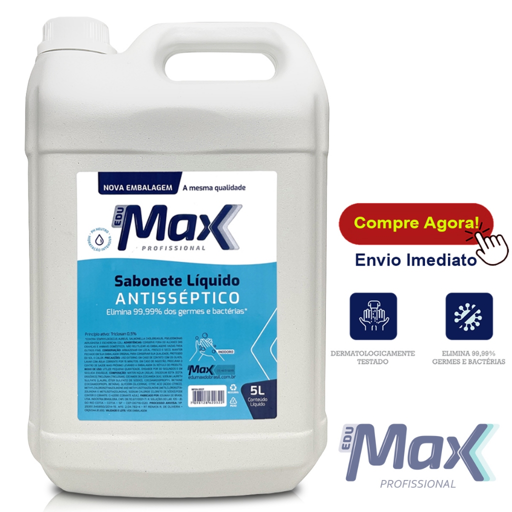 Sabonete Liquido Neutro 5L Antisseptico Perolado Soft Edumax Anti ...