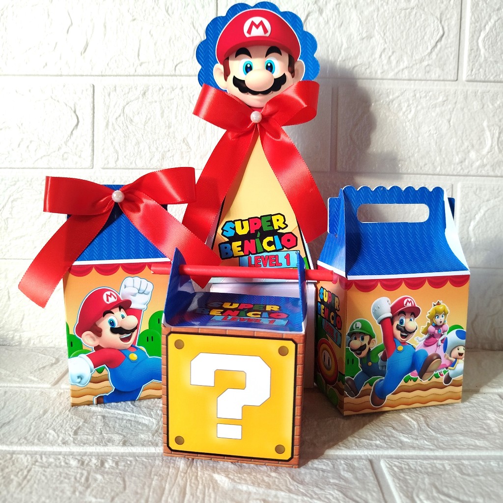 kit festa caixinhas personalizadas - tema Super Mario - 50/ 40/30/20 ...