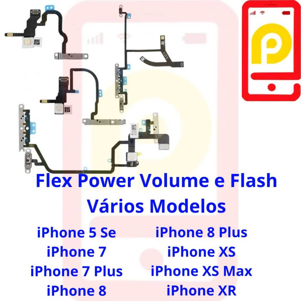 Flex Power, Volume e Flash Com Microfone iPhones Varios Modelos 5 SE, 7 ...