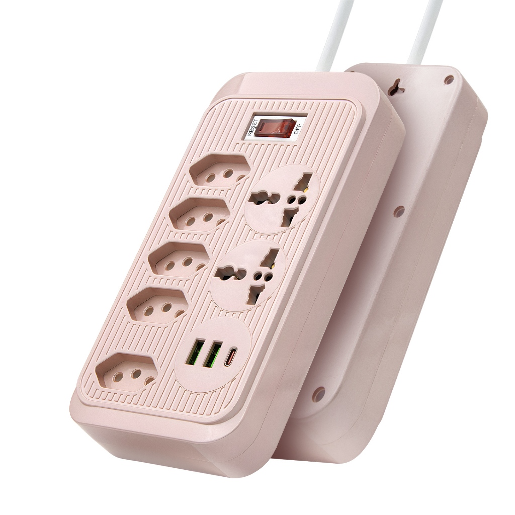 COIBEU Extensão Filtro de Linha 2m 10A Com 5 tomadas de energia 2 tomadas universal 2 USB 1 Tipo ...