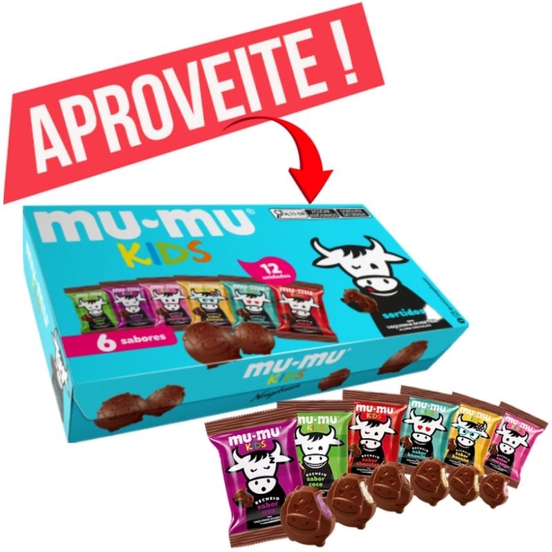 CAIXA DE BOMBOM MU-MU KIDS NOVA CAIXA COM 6 SABORES | Shopee Brasil