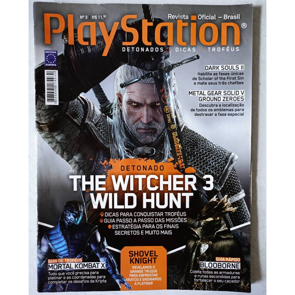Revista Detonados, Dicas e Troféus para PlayStation Nº 3 - The Witcher 3 Wild Hunt, Mortal ...