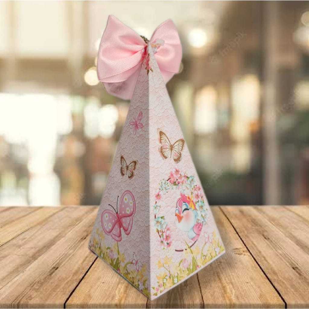 20 Caixinhas Pirâmide Cone Personalizadas Festa Jardim Encantado ...