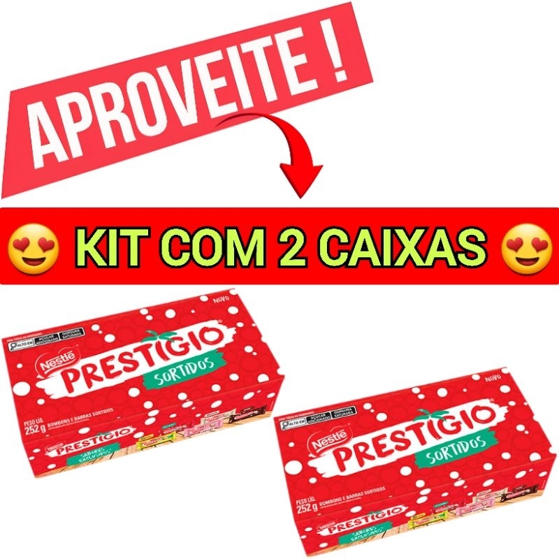 CAIXA DE BOMBONS E BARRAS SORTIDOS PRESTÍGIO NESTLÉ 252g | Shopee Brasil
