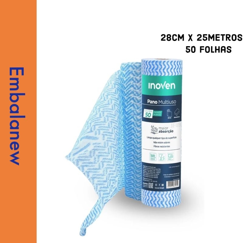 pano de limpeza multiuso rolo perfex 28cmx25metros 50 panos cor azul ...
