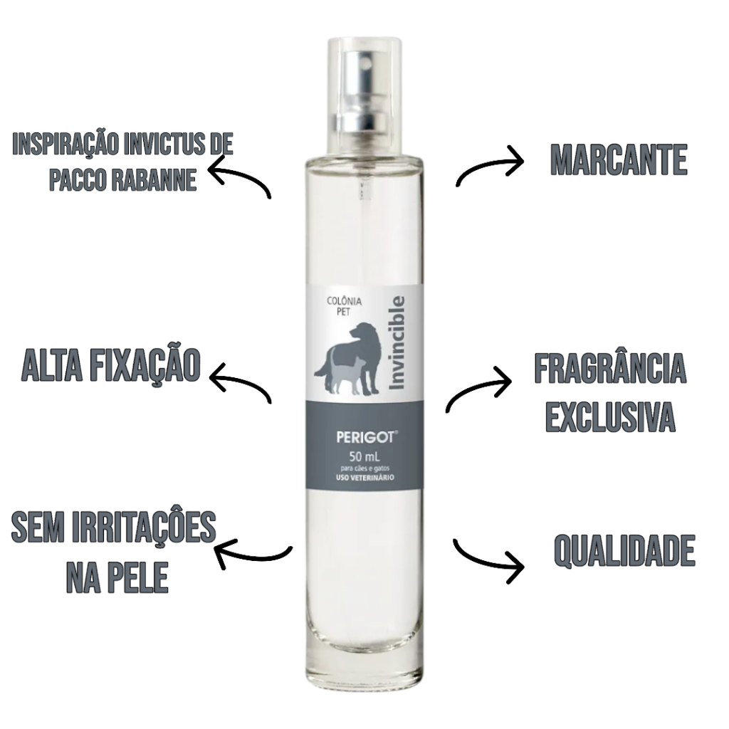 Perfume Colônia Pet Invincible Perigot 50ml cães e gatos | Shopee Brasil