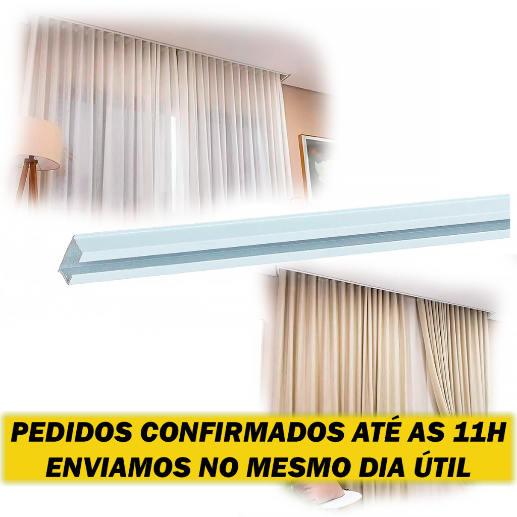 Trilho Suiço Max Cortina 1,20 Mts Simples C/ Acessorios | Shopee Brasil