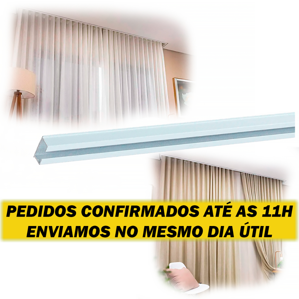 Kit Trilho Suíço Simples Max Guia Cortina Teto Cortineiro 2m (1 Metro ...