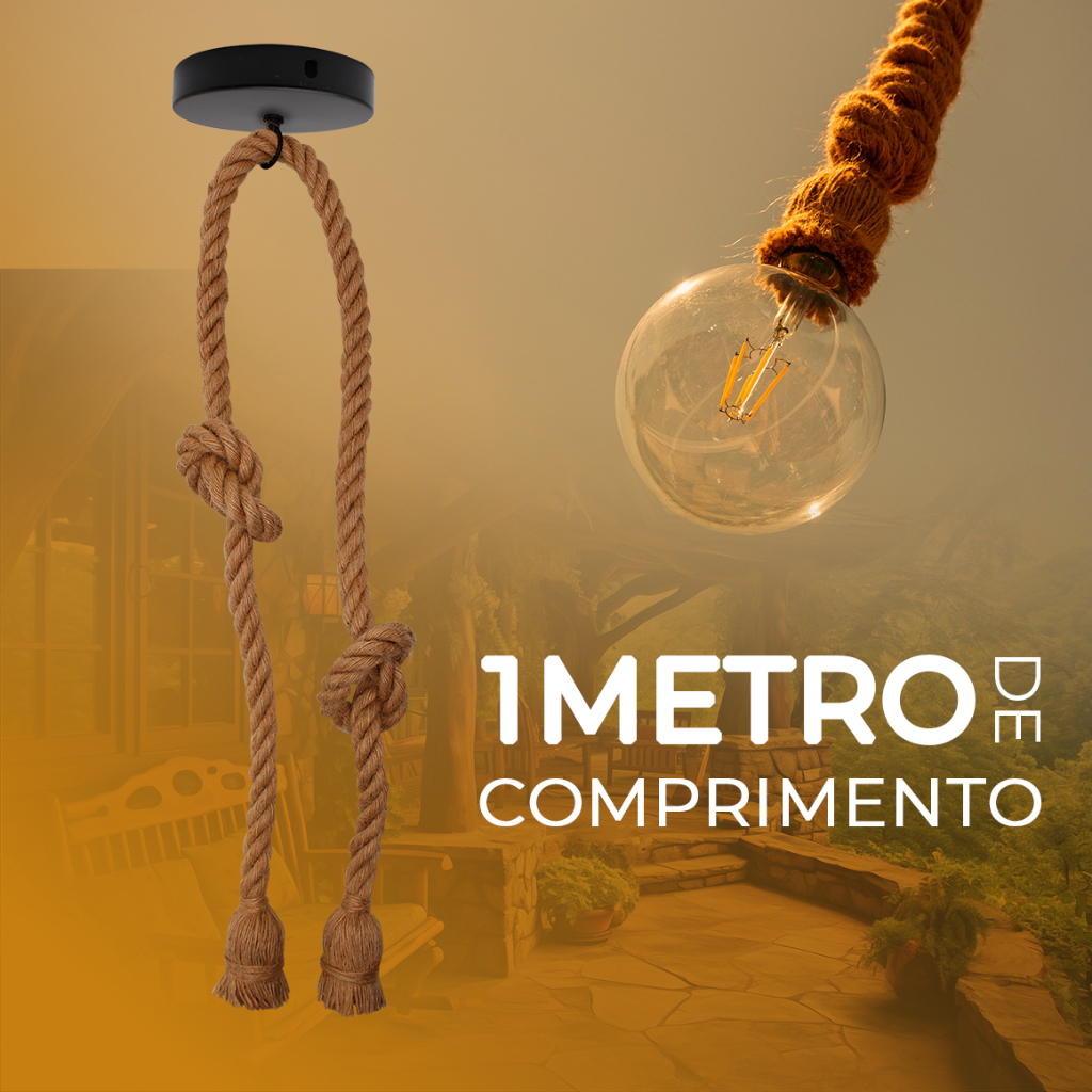 Pendente Corda Dupla 1 Metros Ou 1,5 Metros De Corda Rústico | Shopee Brasil