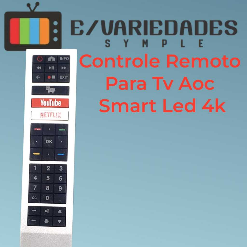 Aoc Controle AOC Smart Led 4k Youtube Netflix | Shopee Brasil