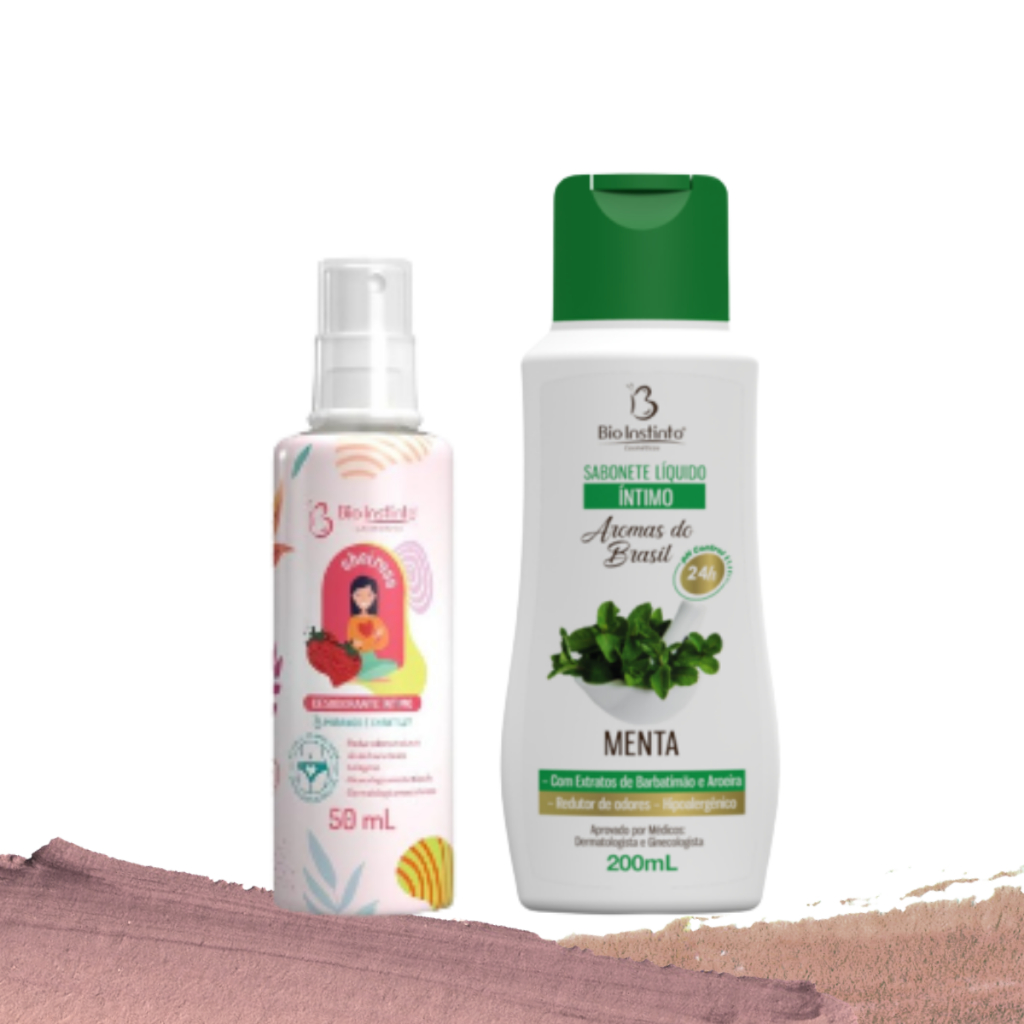 KIt Sabonete Líquido Íntimo Menta 200ml + DESODORANTE INTIMO MORANGO E ...