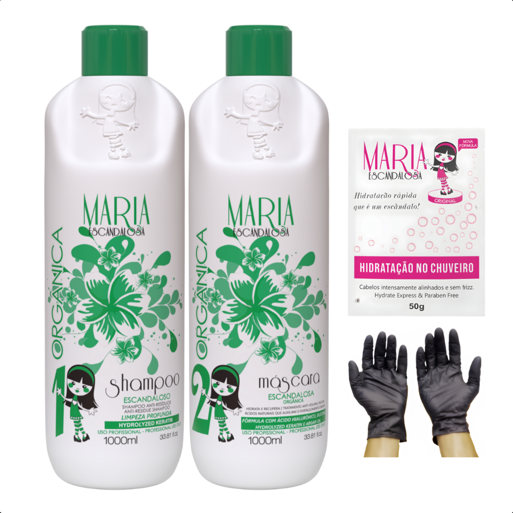 Kit Escova Progressiva Maria Escandalosa Sem Formol Organica 1L Liso ...