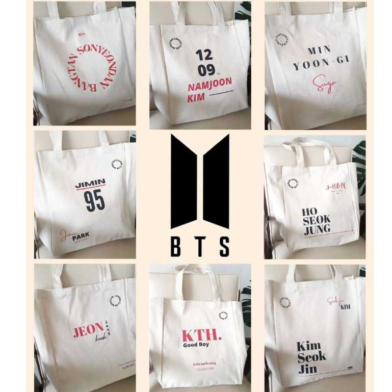 ecobag BTS, bolsa tote, bangtan boys | Shopee Brasil