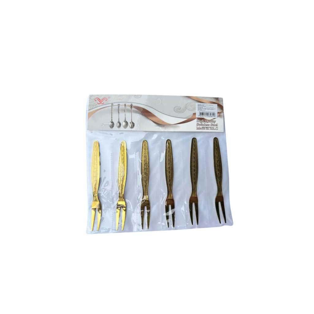 Jogo Garfos 6 UN Sobremesa Luxo Design Moderno Dourado Gold | Shopee Brasil