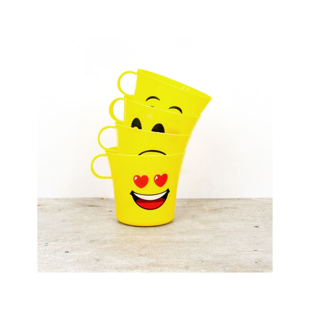 Kit De 4 Canecas Plásticas Com Estampa Emoji Smile 300ml Shopee Brasil