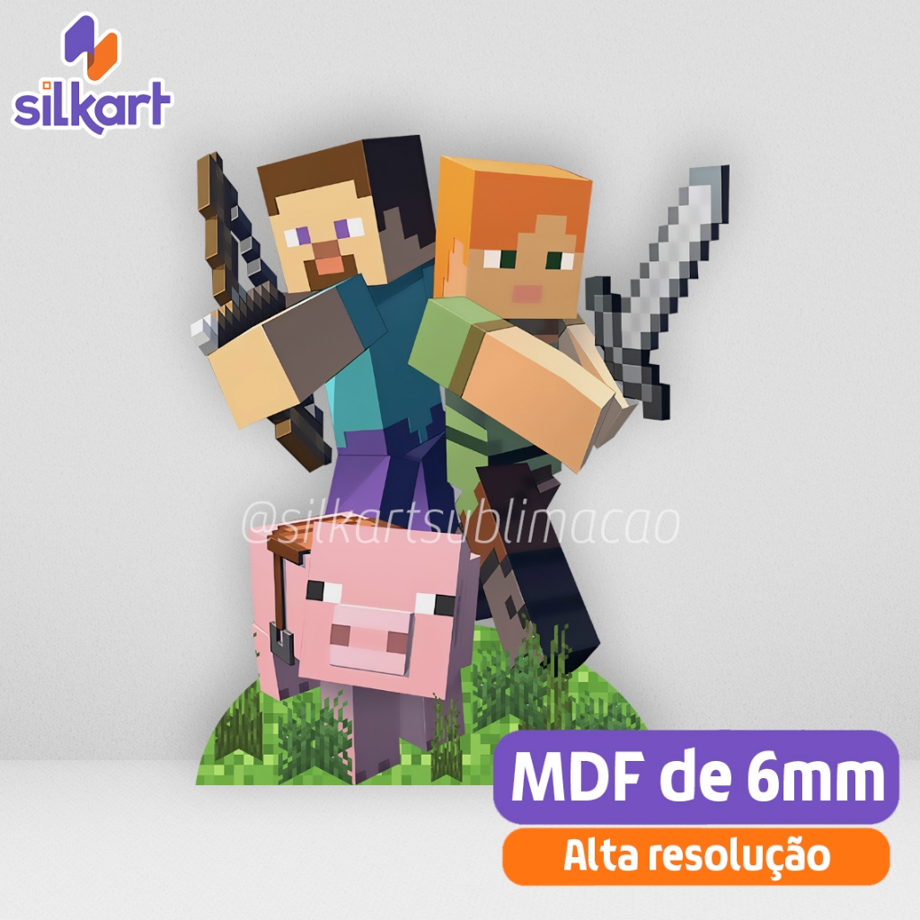 Display de chão Minecraft MDF 50cm / 60cm / 70cm / 80cm / 90cm - Totem ...