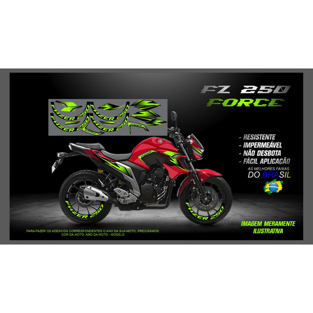 KIT FAIXAS ADESIVAS FAZER FZ 250 YAMAHA VERSÃO FORCE( VERSÃO PARA FZ ...