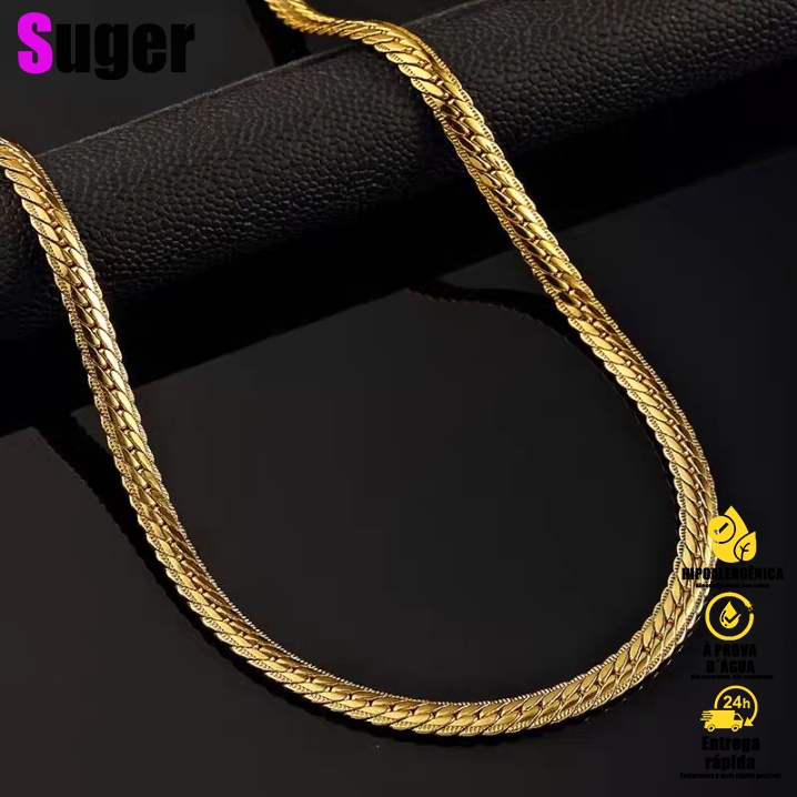 Colar e Pulseira Acessórios de Moda Unissex colar masculina corrente masculina banhada a Dourado ...