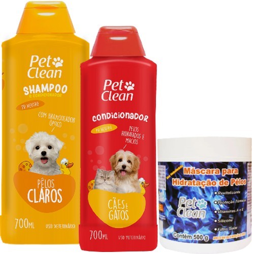 Kit Shampoo/Condicionador Clareador Pelos Claros e Brancos + Máscara ...