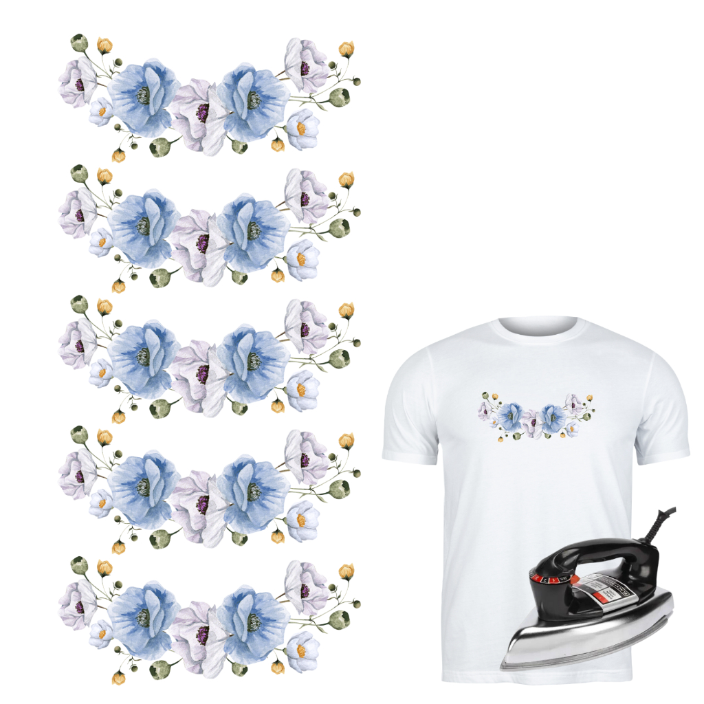 5 Apliques Flores Azul e Branco Patch Termocolante Para Roupas - 13x6cm | Shopee Brasil