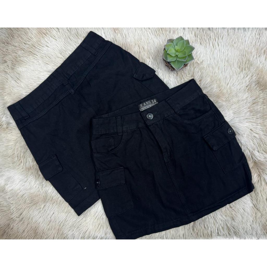 Saia Cargo Com Bolsos laterais Cintura Alta PRETA/CLORIDA. | Shopee Brasil
