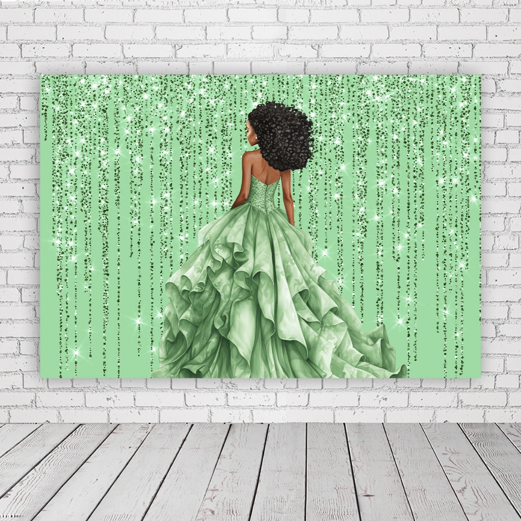 Painel Retangular em Tecido Sublimado Horizontal 15 Anos Debutante Verde 2,00x1,50m SRT-381 ...