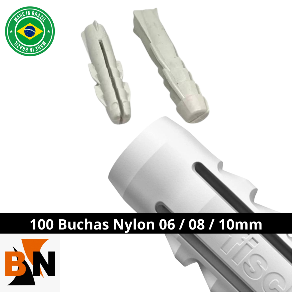 Bucha de parede Nylon 06/08/10mm com 1000un bucha para parede concreto ...