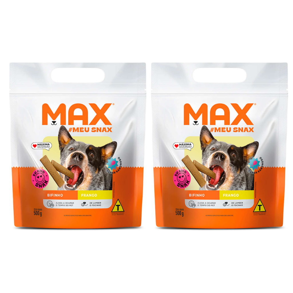 Petisico Para Cães Bifinho de Frango 500g Max Meu Snax Kit com 2 Unidades | Shopee Brasil