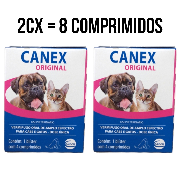 Vermifugo Pet Gato Cachorro Canex Original - 4 Comprimidos Dose Única ...