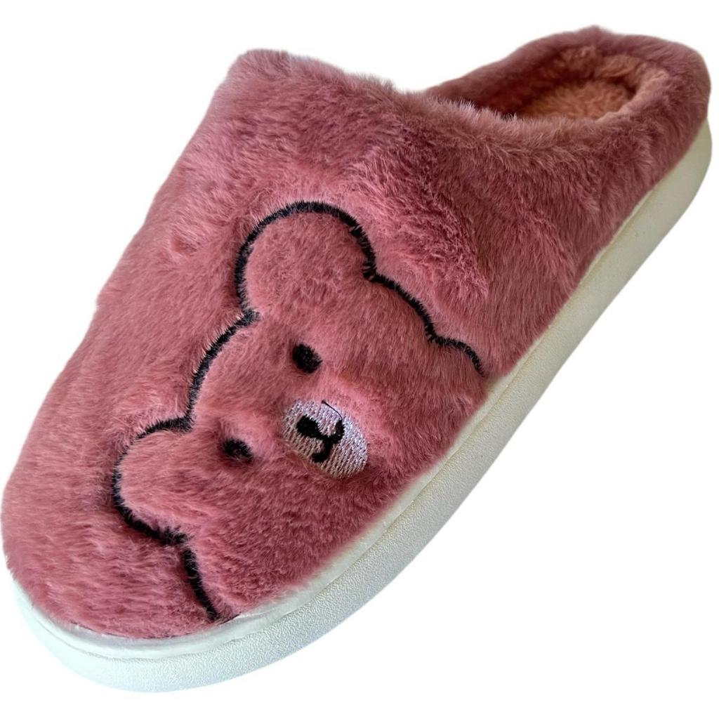Pantufa Ursinho Inverno Quente Antiderrapante Confortável para Adulto ...