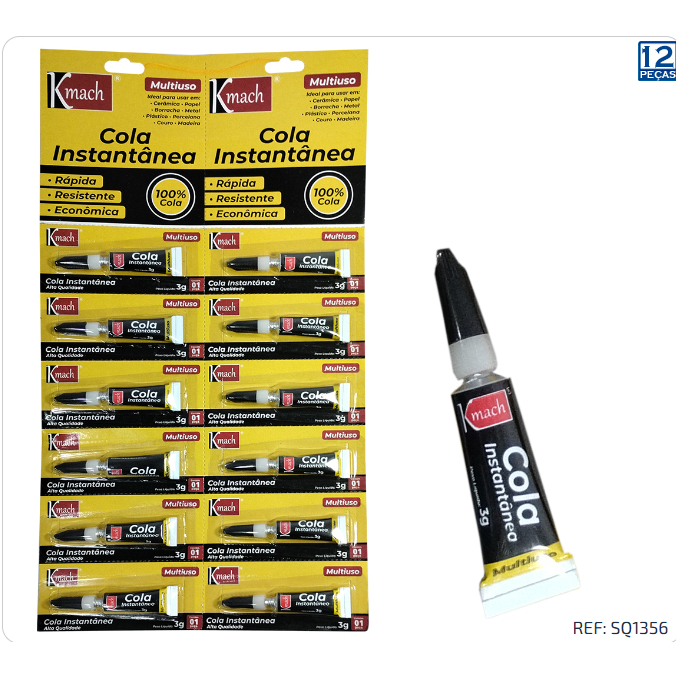 COLA INSTANTÂNEA COM 12 PECAS 3G NA CARTELA - SUPER COLA | Shopee Brasil