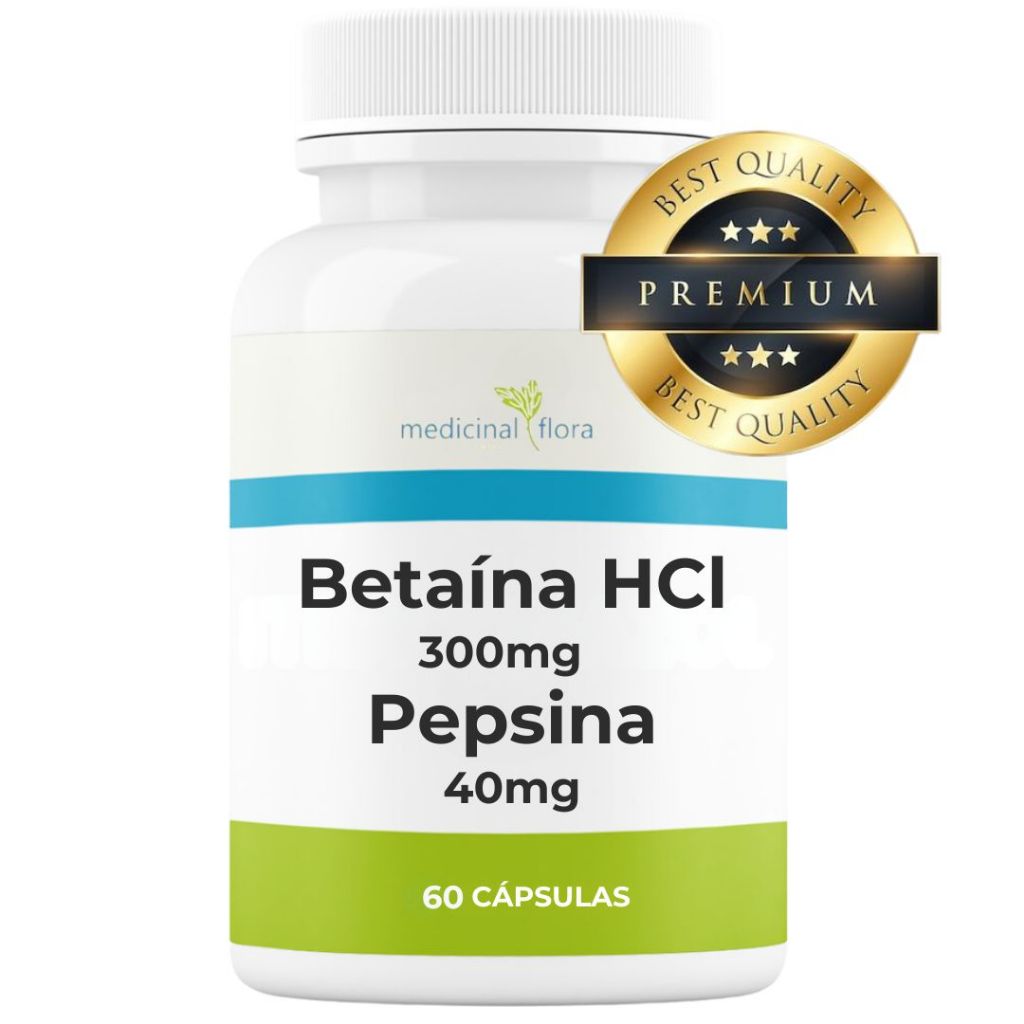 Betaína Hcl 300mg Com Pepsina 40mg - 60 Cápsulas | Shopee Brasil