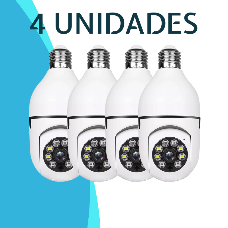 Kit 1- 4 Câmeras de Segurança Wi-Fi Sem Fio 360° Encaixe de Lâmpada ...