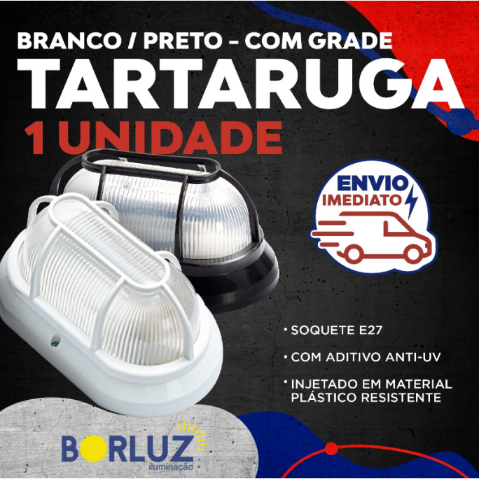 Luminária De Parede Arandela Tartaruga Bivolt Área Externa Com Grade E27 Industrial Clássica ...