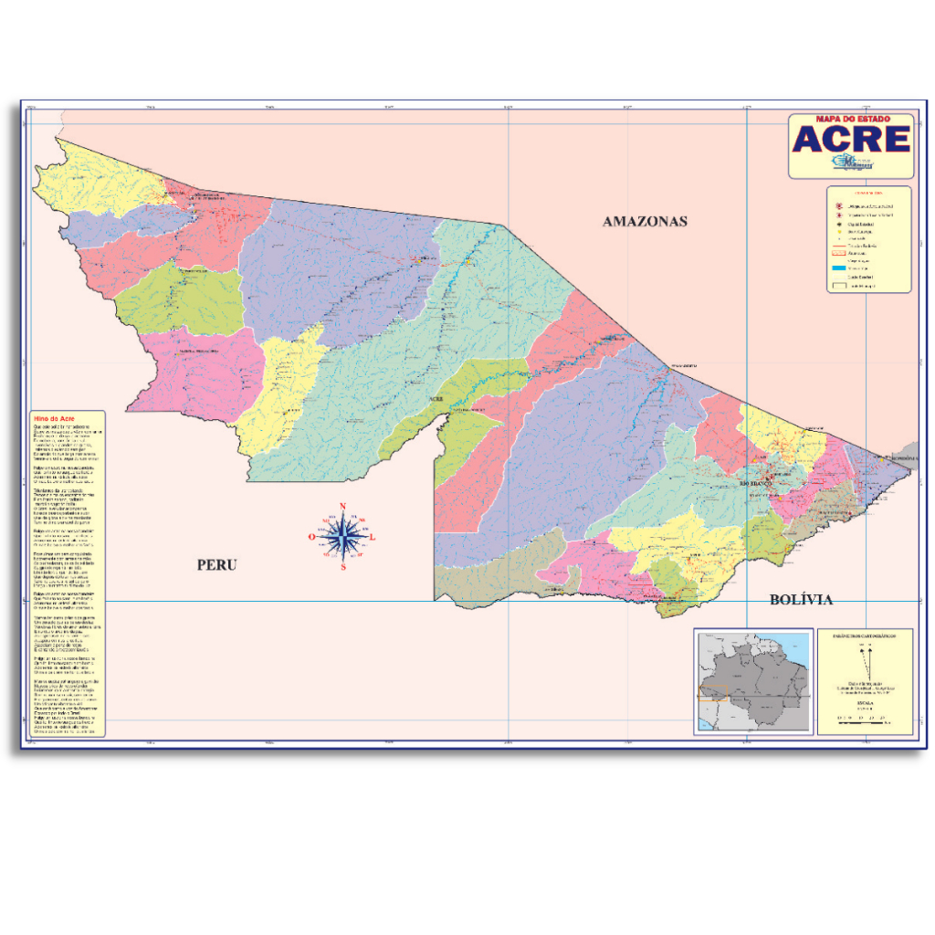 Mapa Estado Do Acre Politico Rodoviario Gigante Poster Geografico ...