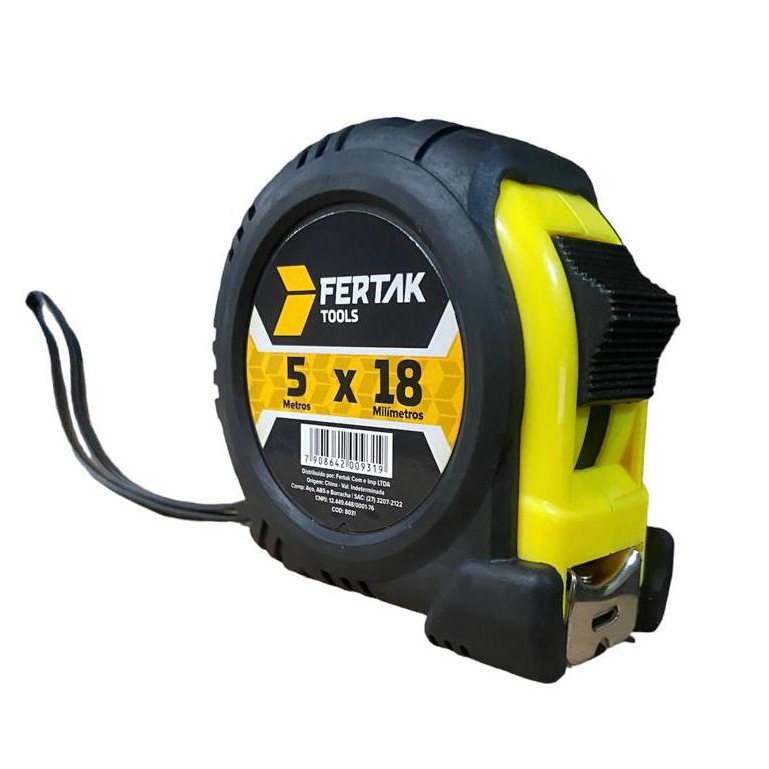 Trena 5 Metros Métrica Fita de Aço Profissional Emborrachada Com Trava ...