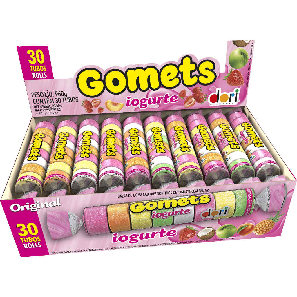 Bala De Goma Dori Gomets Tubo Jujuba 960g Caixa C/30 ou C/15 Unidades ...