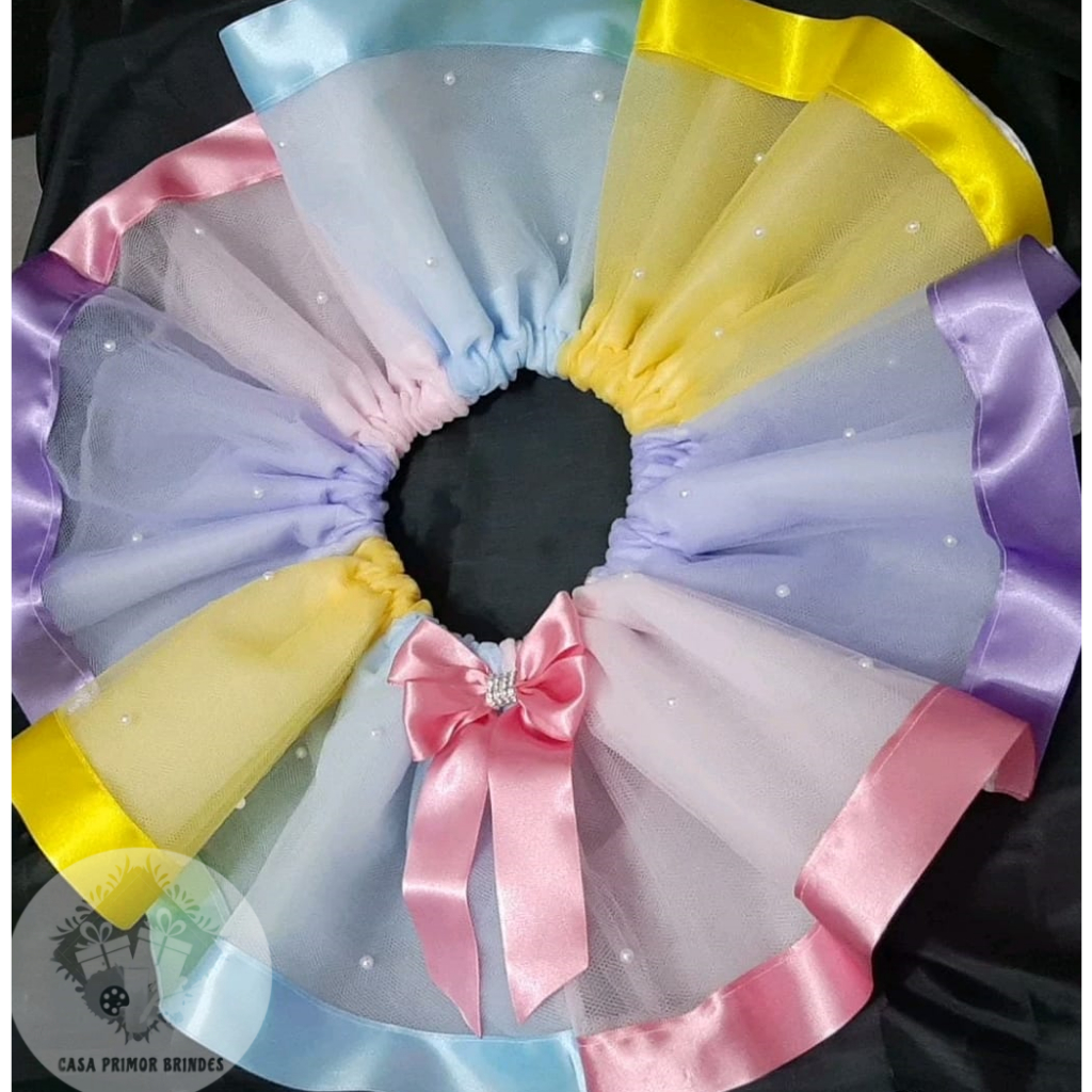 Saia Tutu Infantil Colorida com foro sob medida (1 mês a 14 anos ...