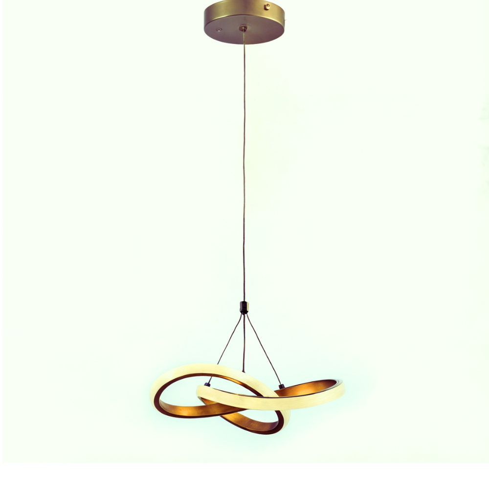 Luminária Pendente Moderno espiral dourada mesa lavabo hall 35cm Lustre ...