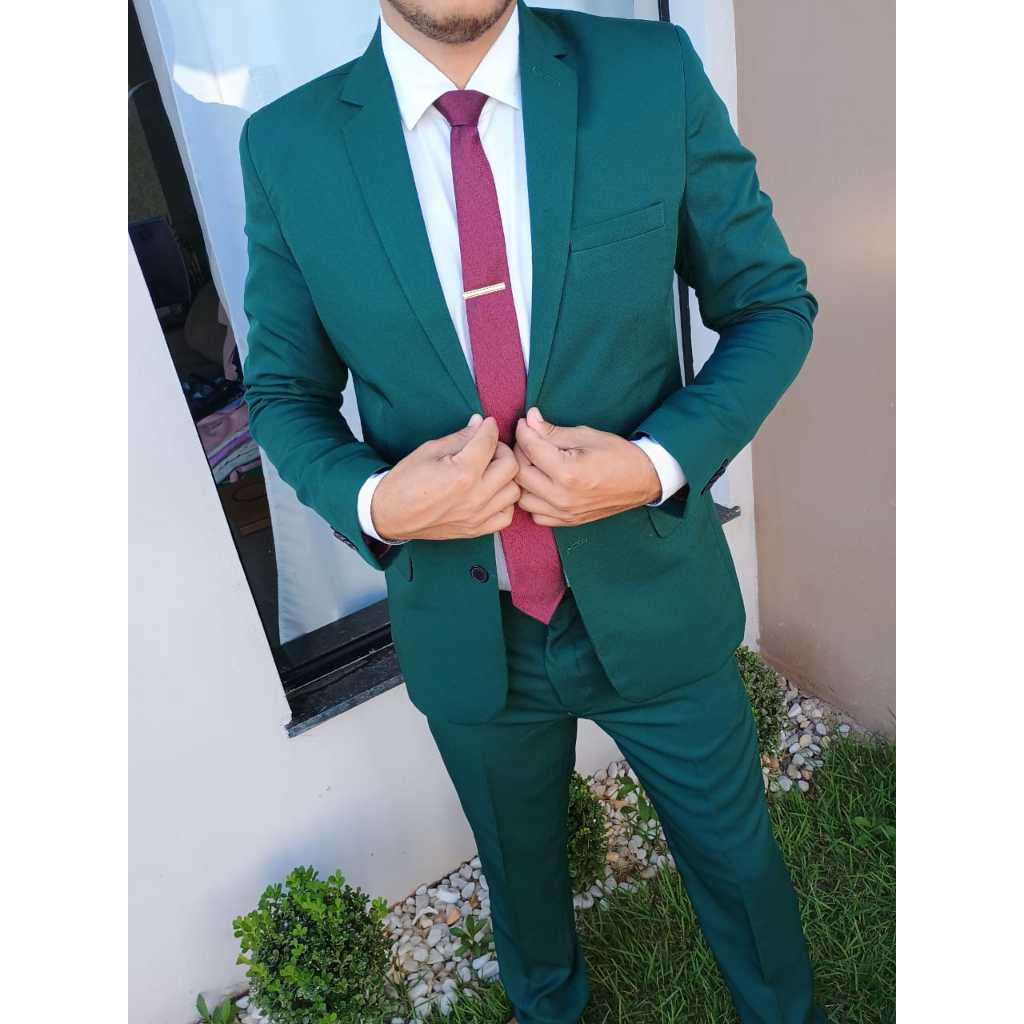 Terno Verde Masculino Microfibra+ Cores * Tecido de Alta Qualidade ...