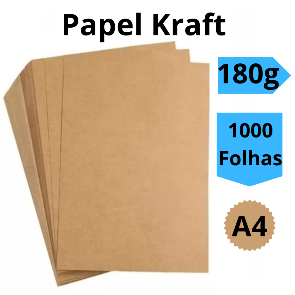 Papel Kraft A4 1000 Folhas 180g Artesanato Premium Masterprint | Shopee ...