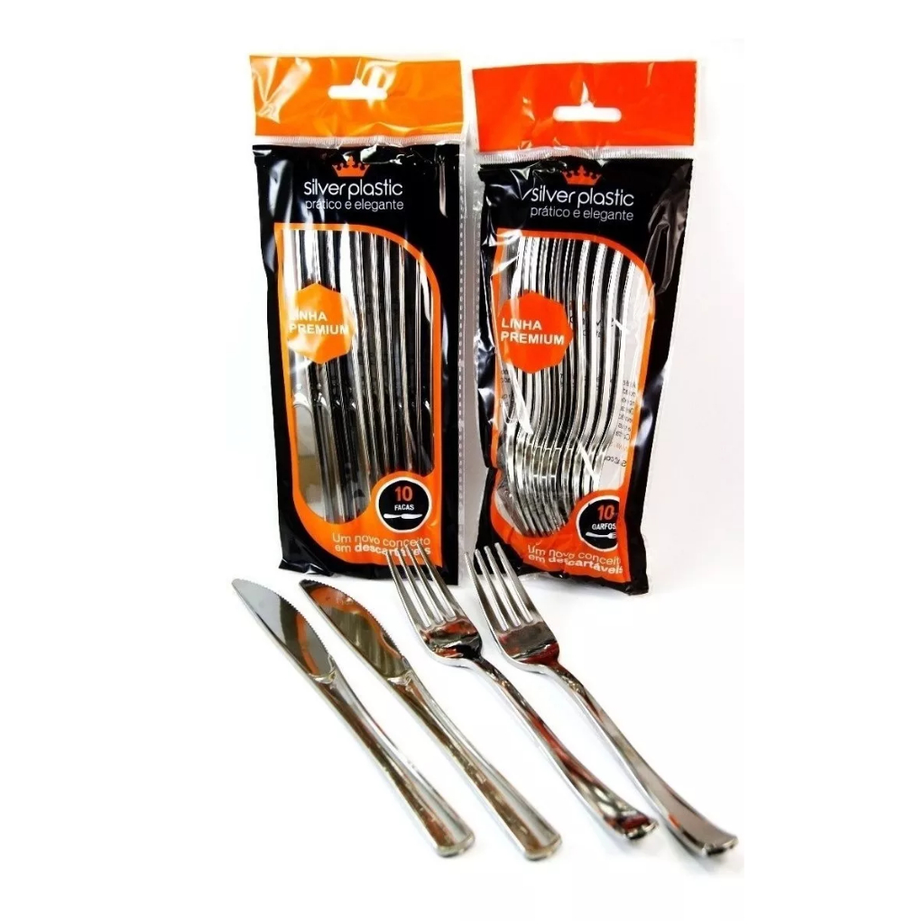 KIT Talher Descartável De Luxo Premium 60 Unid Prata | Shopee Brasil