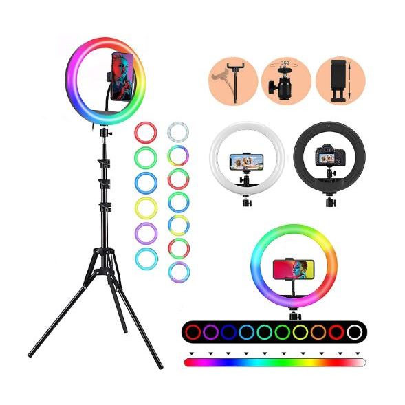 Ring Light Rgb Led Mj26 26 cm - equivalente a 10 polegadas | Shopee Brasil