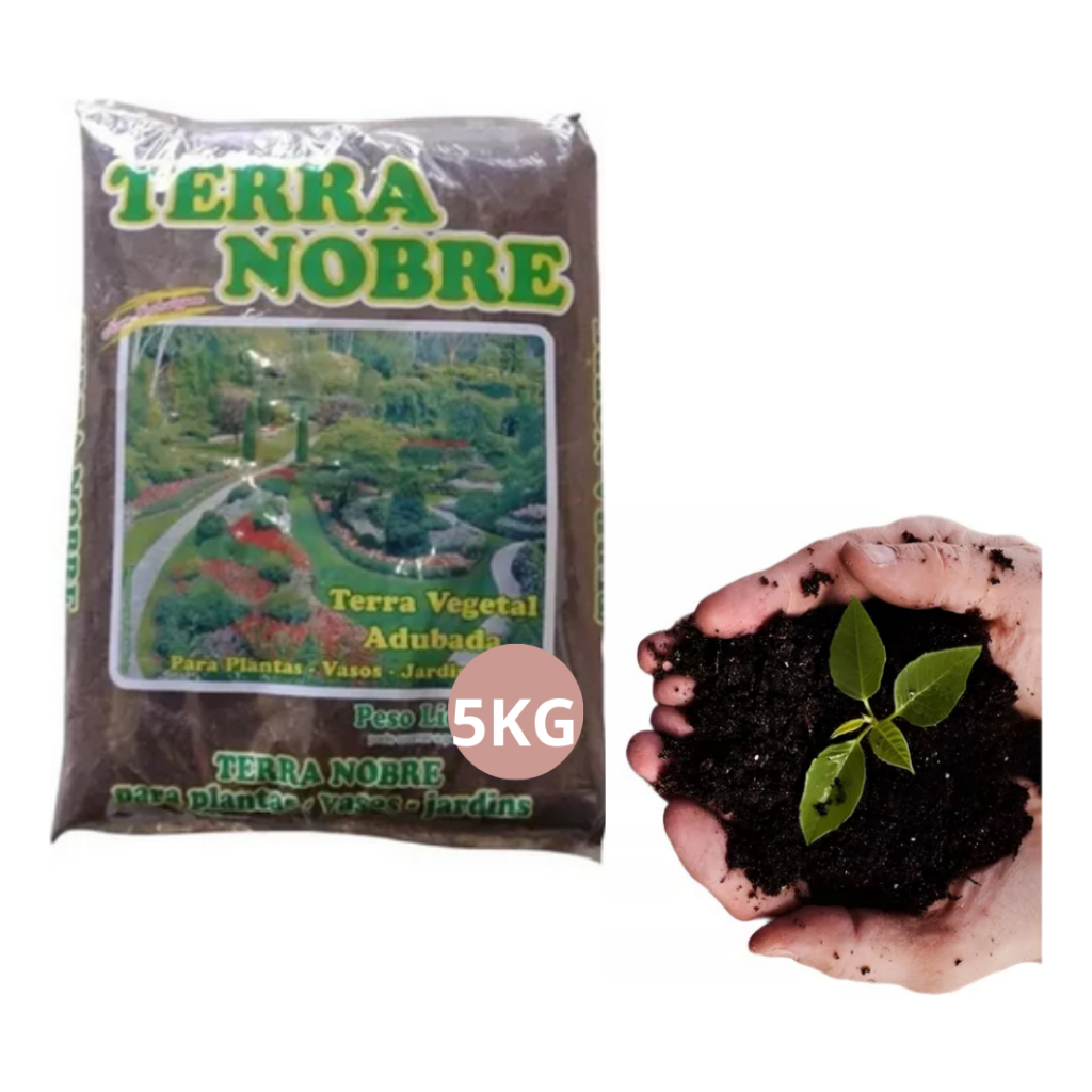 Terra Nobre Vegetal Adubada 5kg Horta Vaso Plantas Jardim | Shopee Brasil