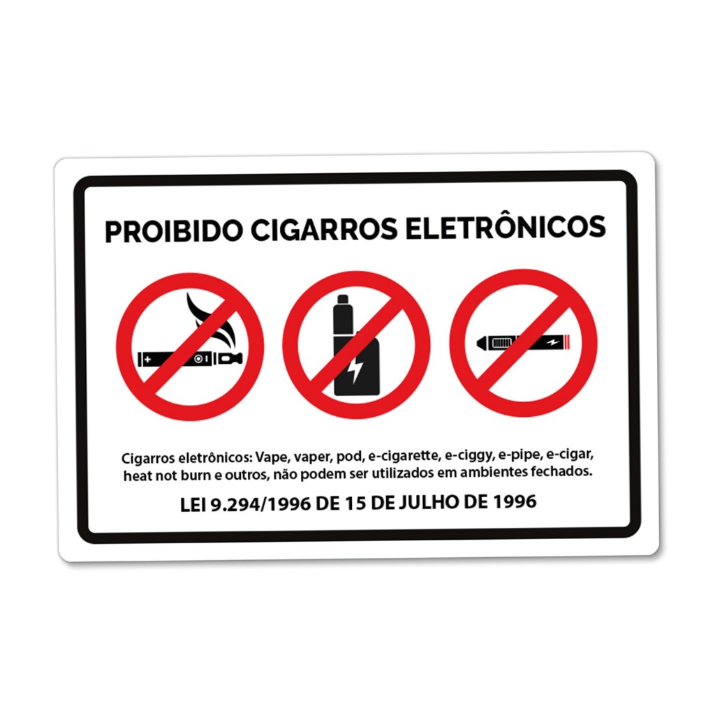 Placa Personalizada 24x16 cm Proibido fumar cigarro eletrônico | Shopee ...